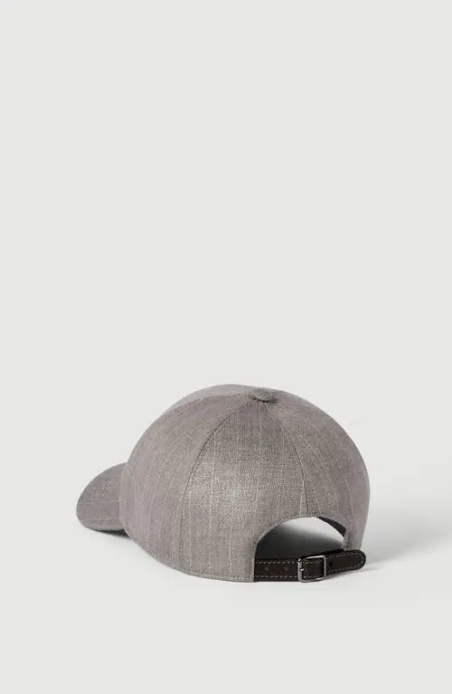 Brunello Cucinelli Sparkling Pinstripe Baseball Cap - Silver