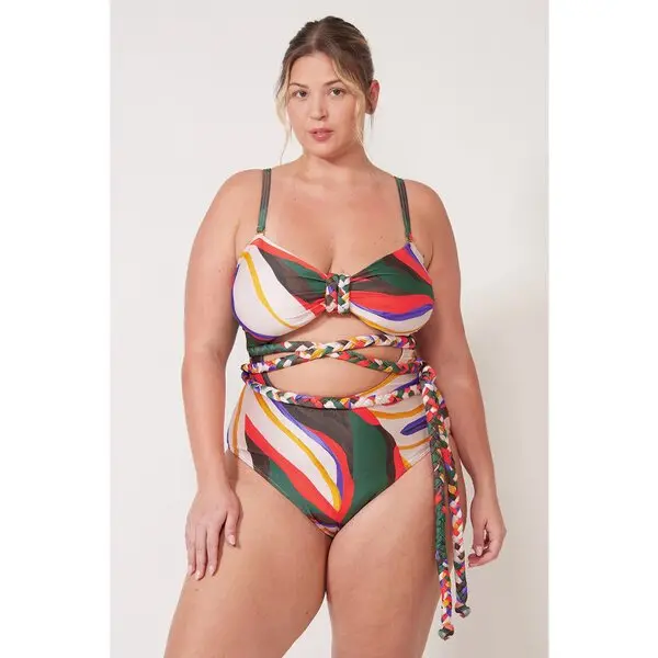 VILLA FRESCA Lyra Printed One-piece Swimsuit With Braided Belt - Fronda