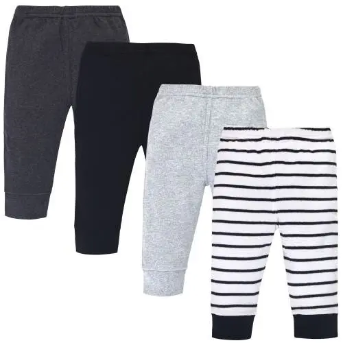 TOUCHED BY NATURE Organic Cotton Bottoms - Gray Black Stripe