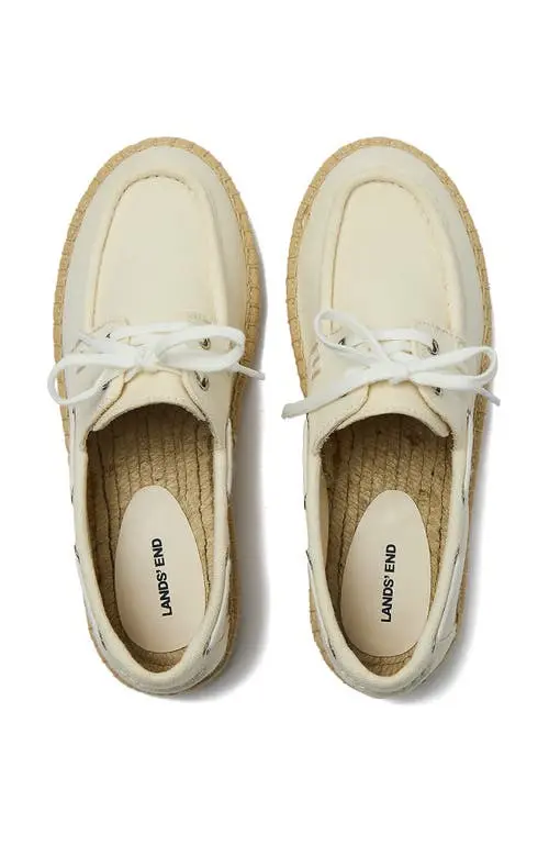 LANDS' END Seaport Espadrille Boat Shoes - Off White