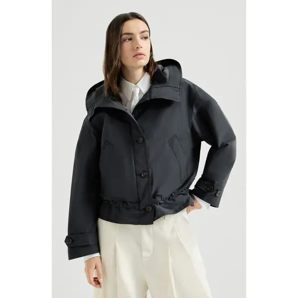 Brunello Cucinelli Taffeta Zip-up Jacket With Monili Embellishment