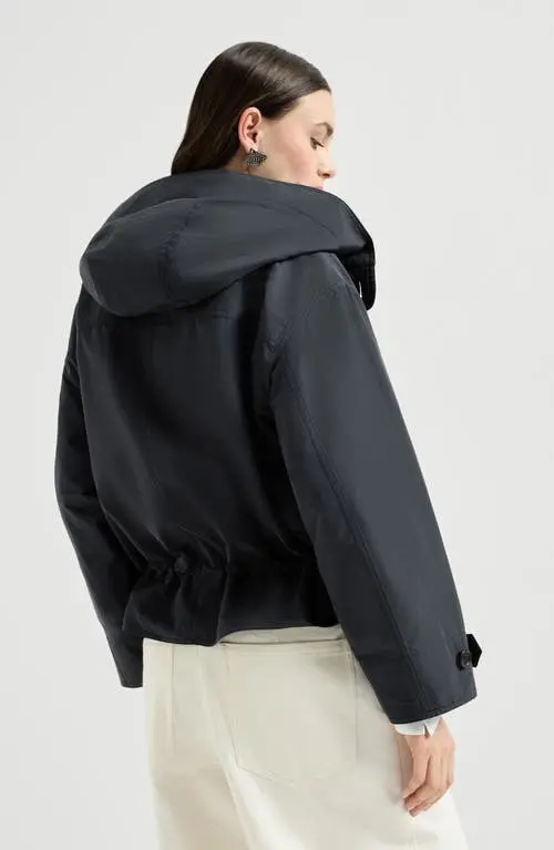 Brunello Cucinelli Taffeta Zip-up Jacket With Monili Embellishment