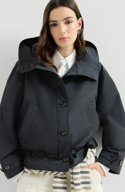 Brunello Cucinelli Taffeta Zip-up Jacket With Monili Embellishment