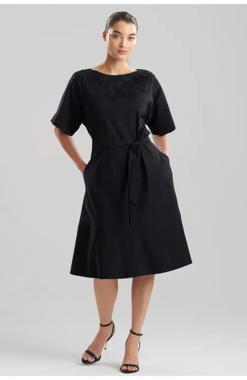 Natori Embroidered Boatneck Dress