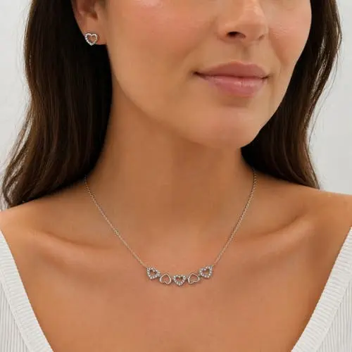 DONATELLO GIAN Crystal Pavé Heart Necklace And Stud Earring Set