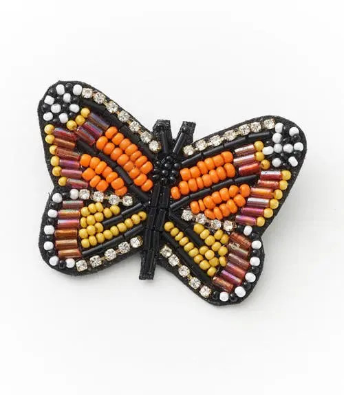MATR BOOMIE Beaded Butterfly Brooch - Orange