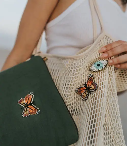 MATR BOOMIE Beaded Butterfly Brooch
