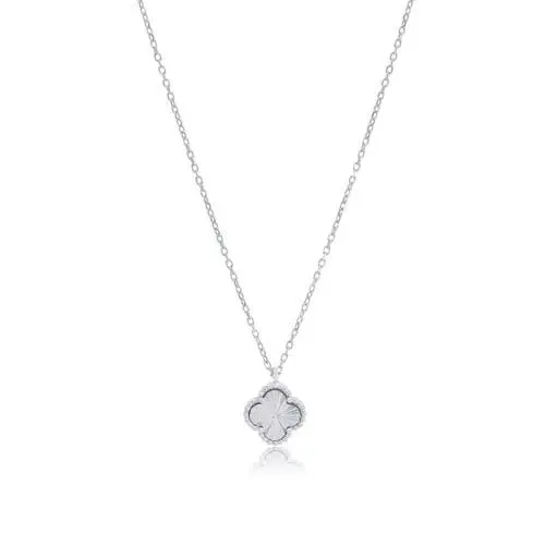 THE LOVERY FINE JEWELRY Fluted Single Clover Necklace - Sterling Silver