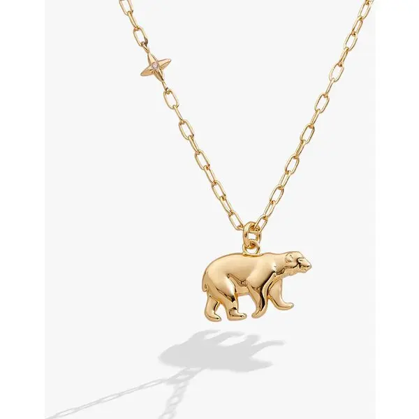 ALEX AND ANI Mama Bear Pendant Necklace - Gold