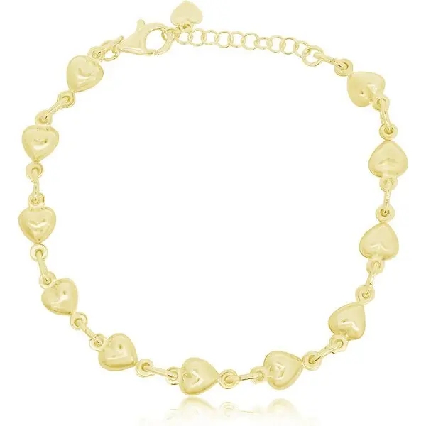 THE LOVERY FINE JEWELRY Puffy Heart Bracelet - Goldlated Sterling Silver