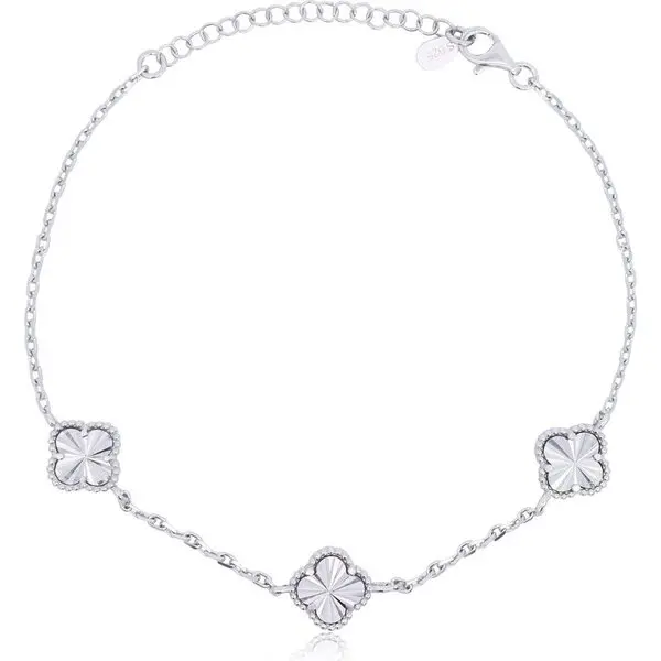 THE LOVERY FINE JEWELRY Fluted Clover Trio Bracelet - Sterling Silver