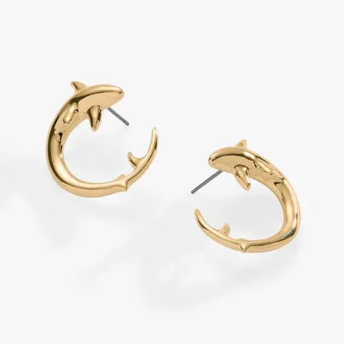 ALEX AND ANI Shark Hoop Earrings - Gold