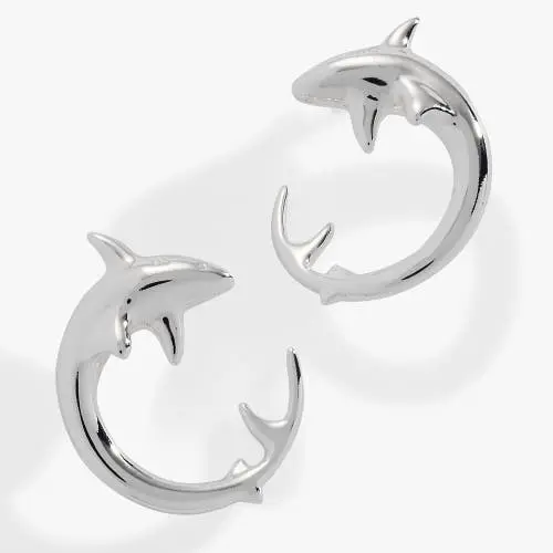 ALEX AND ANI Sculptural Shark Hoop Earrings