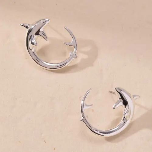 ALEX AND ANI Sculptural Shark Hoop Earrings