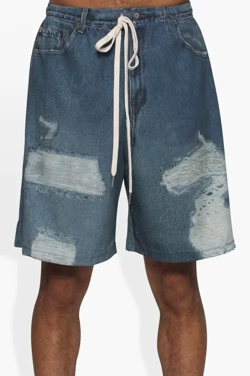 THE CELECT Trompe-l'œil Destroyed Print Swim Shorts