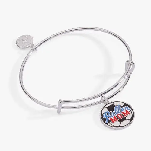 ALEX AND ANI Baller Mom Soccer Charm Bangle - Silver