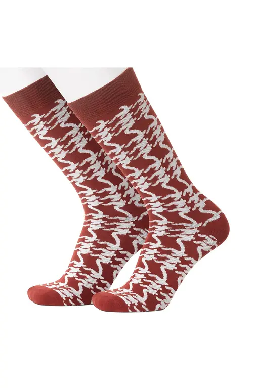 BEAU TIES OF VERMONT Patterned Over-the-calf Socks - Chestnut Brown