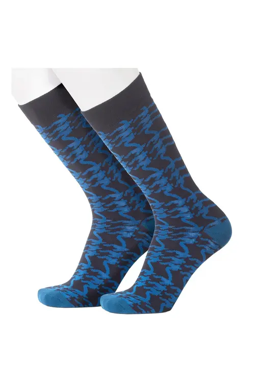 BEAU TIES OF VERMONT Patterned Over-the-calf Socks - Wiresome Blue