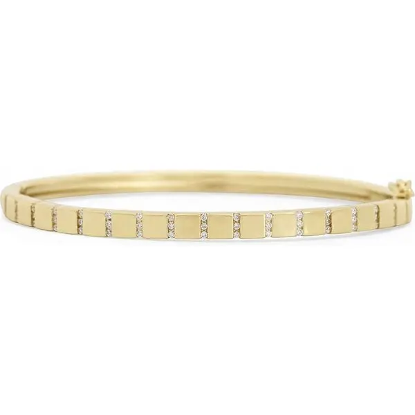 THE LOVERY FINE JEWELRY Ribbed Cz Bangle Bracelet - Gold Plated Sterling Silver