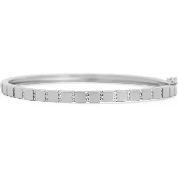 THE LOVERY FINE JEWELRY Ribbed Cz Bangle Bracelet - Sterling Silver
