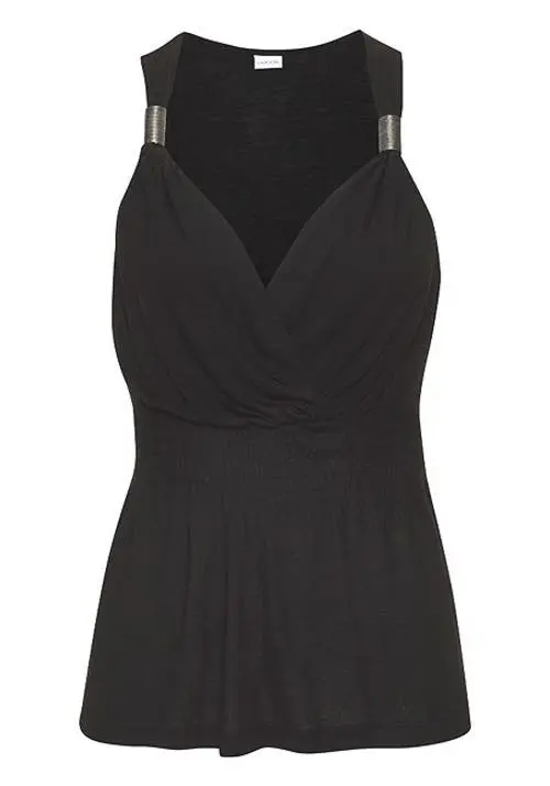 LASCANA Sleeveless V-neck Empire Waist Top - Black