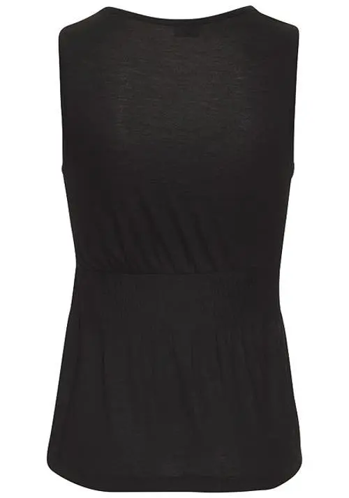 LASCANA Sleeveless V-neck Empire Waist Top - Black