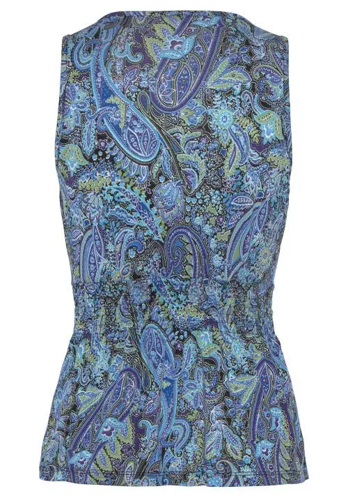 LASCANA Paisley Print Halter Neck Smocked Waist Top