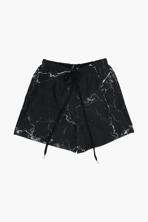 THE CELECT Smart Short With Faux Marble Print - Black