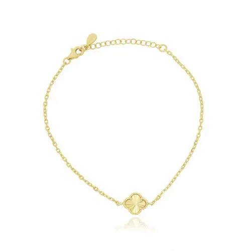 THE LOVERY FINE JEWELRY Fluted Single Clover Bracelet - Goldlated Sterling Silver
