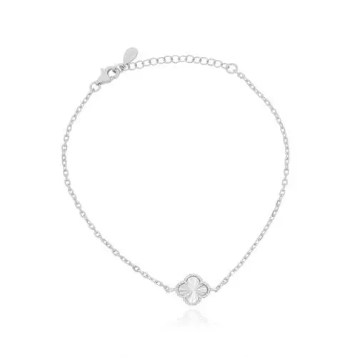 THE LOVERY FINE JEWELRY Fluted Single Clover Bracelet - Sterling Silver
