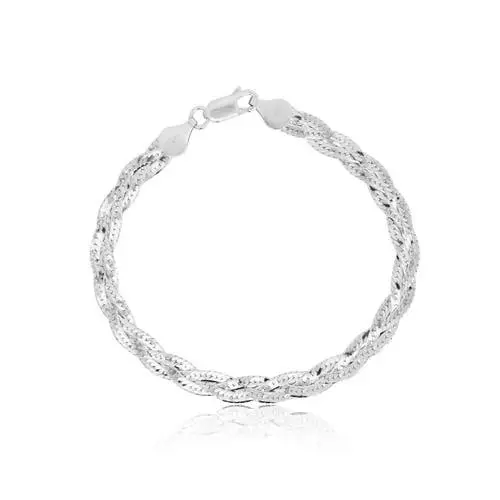 THE LOVERY FINE JEWELRY Braided Herringbone Bracelet - Sterling Silver