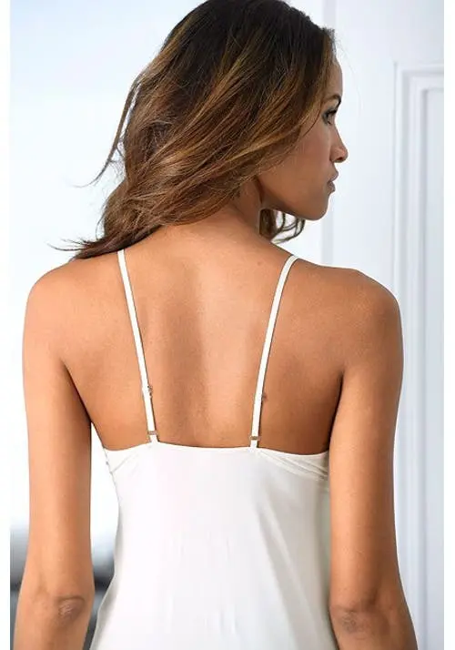LASCANA Lace V-neck Nightgown - Ecru