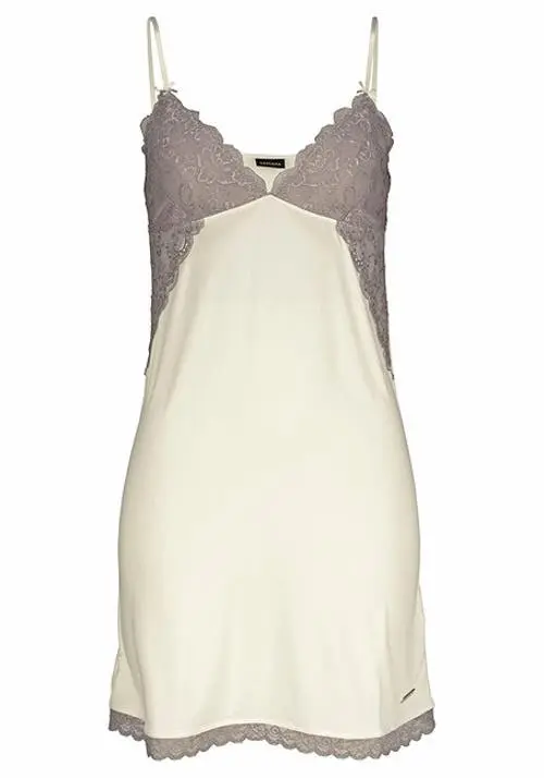 LASCANA Lace V-neck Nightgown - Ecru