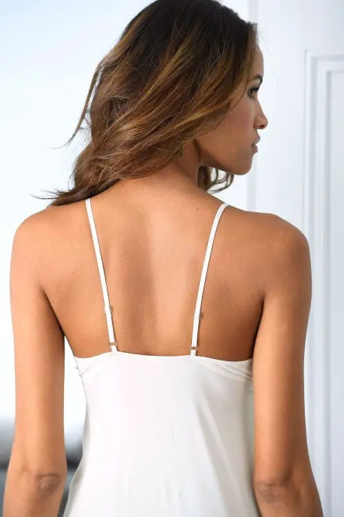 LASCANA Lace V-neck Nightgown - Ecru