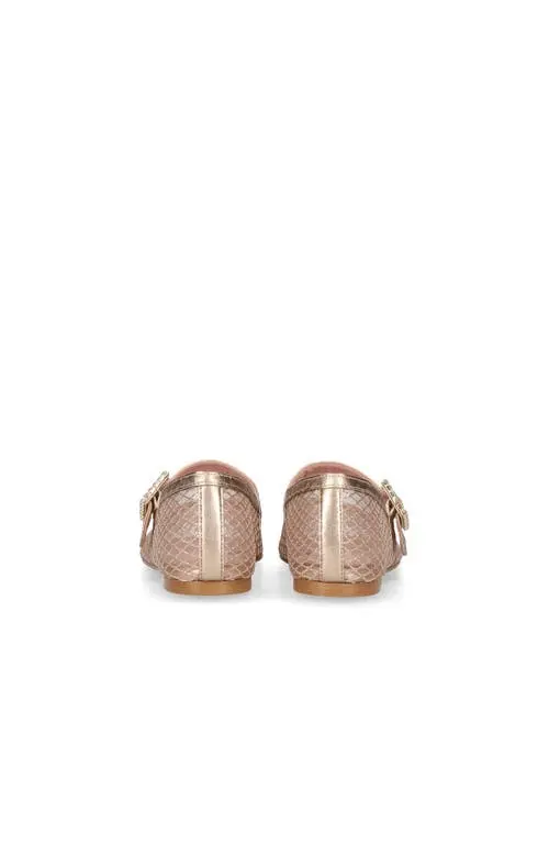 Pretty Ballerinas Metallic Mesh Crystal Buckle Ballet Flats