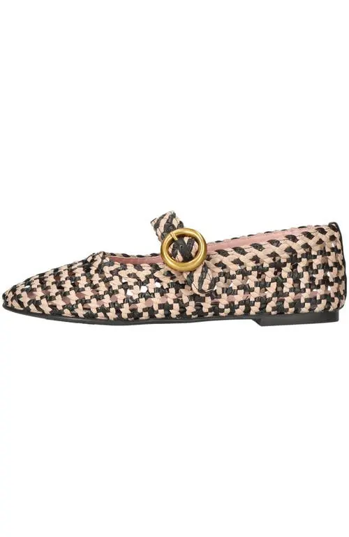 Pretty Ballerinas Woven Leather Mary Jane Flats - Black