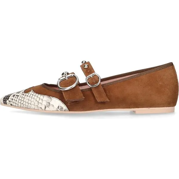 Pretty Ballerinas Double Buckle Cowboy Loafers - Tan