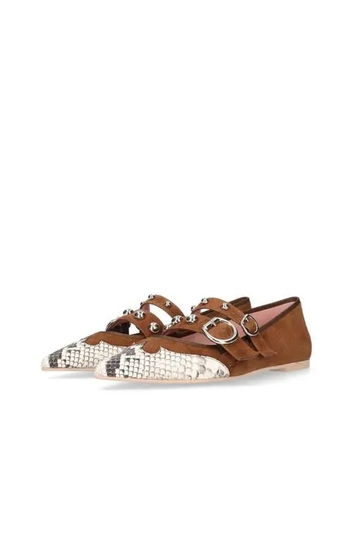 Pretty Ballerinas Double Buckle Cowboy Loafers - Tan