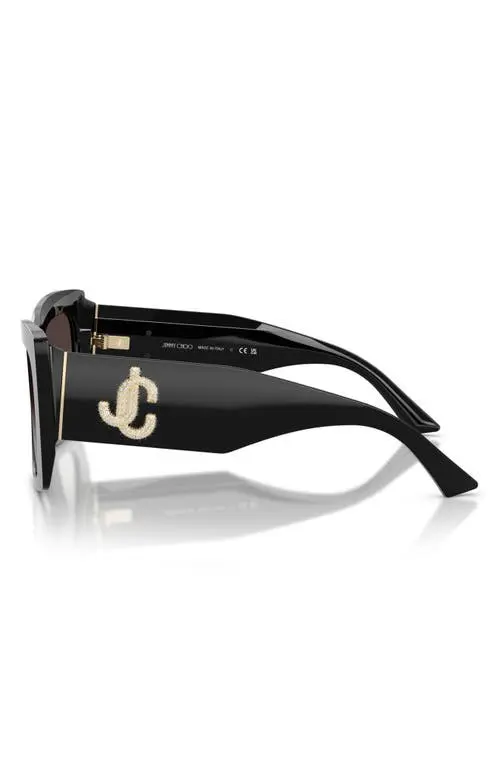 JIMMY CHOO Embellished Logo Square Sunglasses - Black/grey Gradient