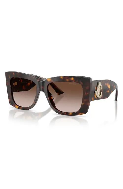 JIMMY CHOO Embellished Logo Square Sunglasses - Havana/gradient Brown
