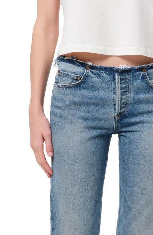 AGOLDE Frayed Waist Low Rise Ankle Slim Jeans - Rhythmic