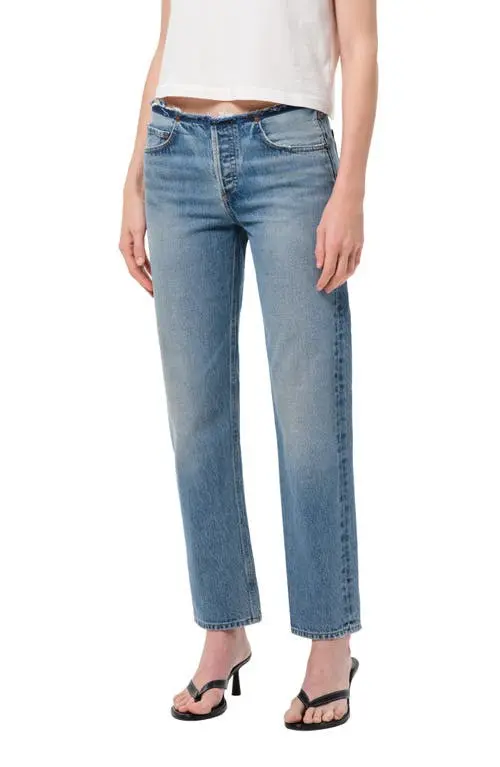 AGOLDE Frayed Waist Low Rise Ankle Slim Jeans - Rhythmic