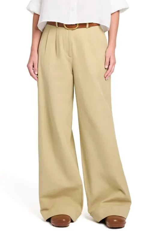 TWP Delilah Cotton & Linen Blend Wide Leg Pants - Olive Grey