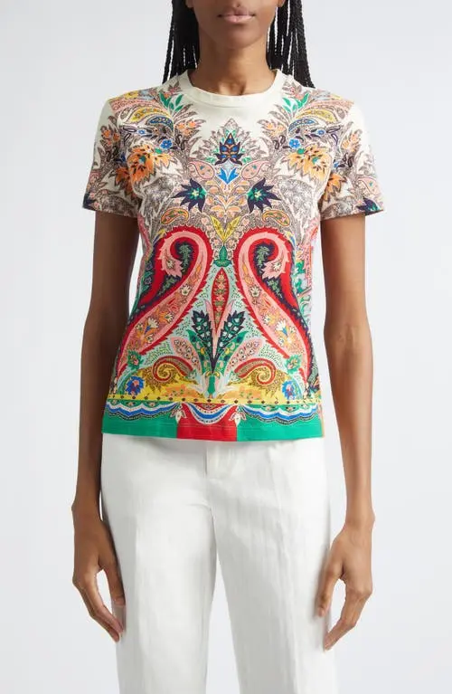 Etro Paisley Print T-shirt - Print On White Base