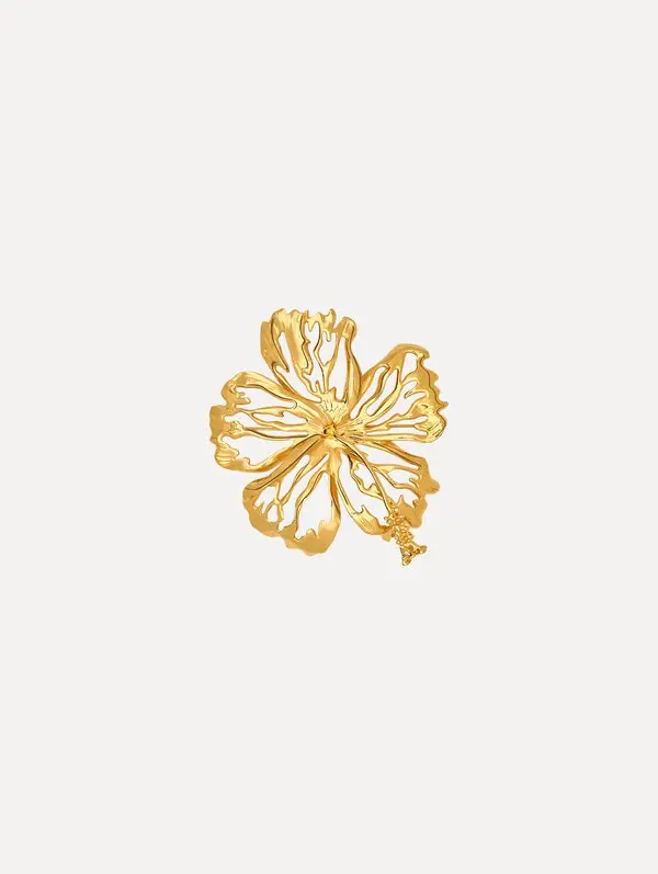 Oscar De La Renta Openwork Hibiscus Brooch - One-color
