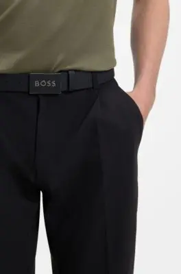 BOSS Logo Plaque Belt In Italian Leather