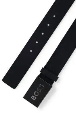 BOSS Logo Plaque Belt In Italian Leather