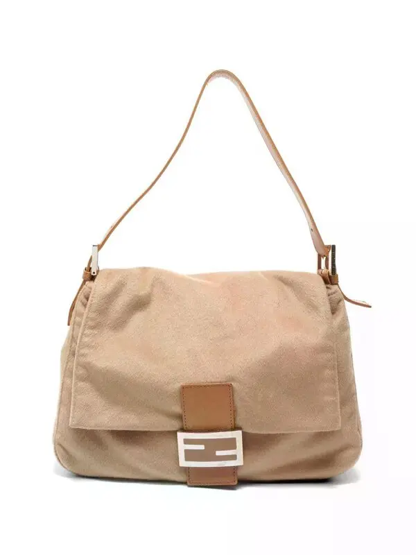 Fendi Wool Felt Baguette Shoulder Bag - Brown