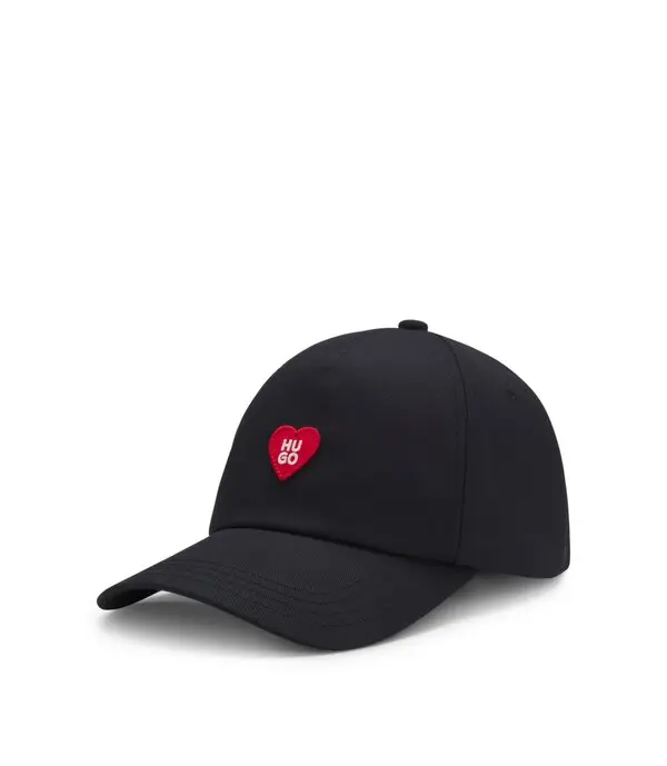 Hugo Cotton Twill Cap With Heart Branding - Black