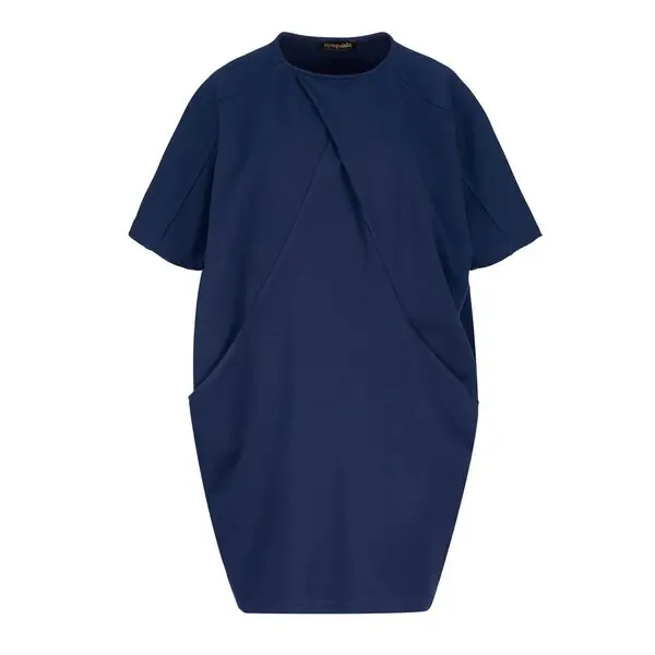 CONQUISTA Oversized Heavy Jersey Dress With Front Pockets - Blue